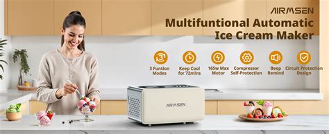 Airmsen 2 1 Quart Ice Cream Maker Machine With Built In Compressor No Pre Freezing