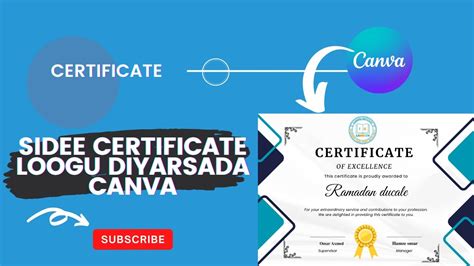 Sidee Certifacate Loo Sameeya In Canva Youtube