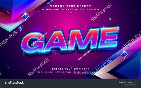 Vibrant Neon Game Text Effect On Stock Vector Royalty Free 2458462157 Shutterstock