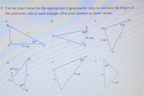 solved 2 use an exact value for the appropriate trigonometric ratio to