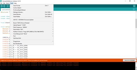 Esp32 Cam 错误 Espcamerainit：相机探测失败，错误为 0x20004 Arduino So中文参考