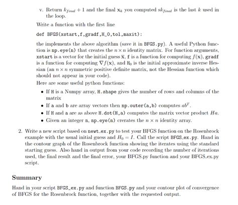 The Basic BFGS Method Has The Following Steps I Chegg