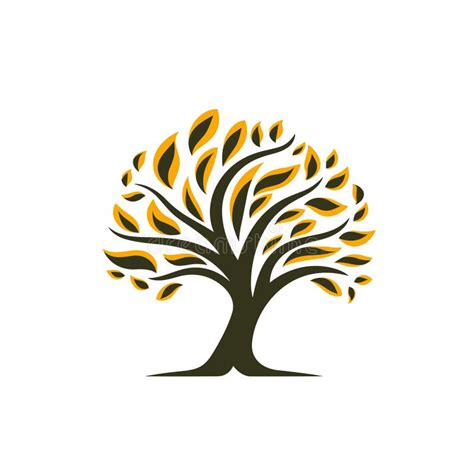 Tree D Simple Vector Illustration Style Stock Vector Illustration Of Orange Botany