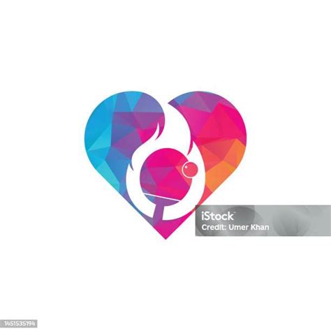 화재 탁구 하트 모양 로고 아이콘 디자인 서식 파일입니다 0명에 대한 스톡 벡터 아트 및 기타 이미지 0명 Championship 경쟁 Istock