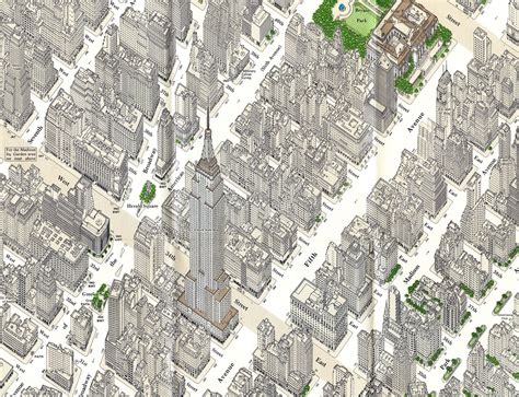 Constatine Andersons Axonometric Map Of Midtown Manhattan Published In 1985 Amazing Maps