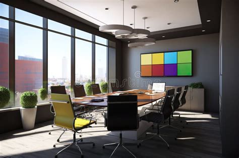 Virtual Workspace D Rendering Of A Professional Business Meeting Room