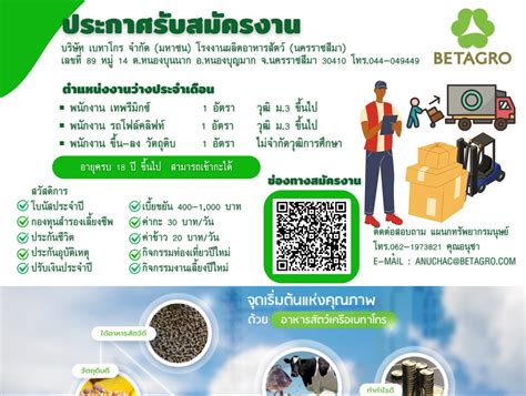 ประกาศรับสมัครงานเบทา สำนักงานจัดหางาน จังหวัดนครราชสีมา