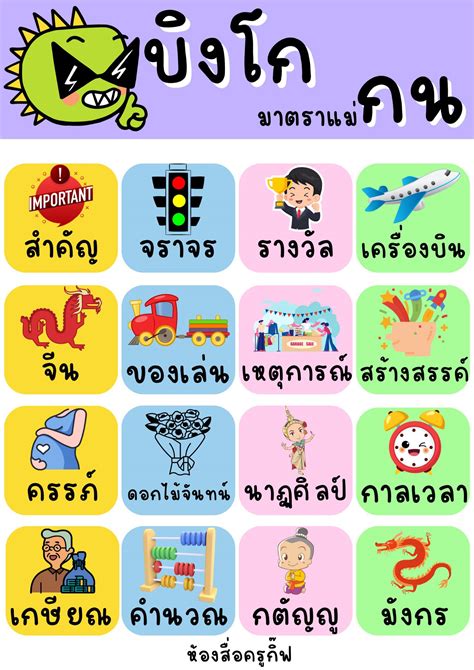 ห้องสื่อครูกิ๊ฟ บิงโกมาตราตัวสะกด แม่กน 🐁🌼 👉ไฟล์pdf Facebook