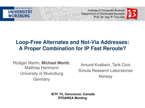 Ppt Loop Free Alternates And Not Via Addresses A Proper Combination