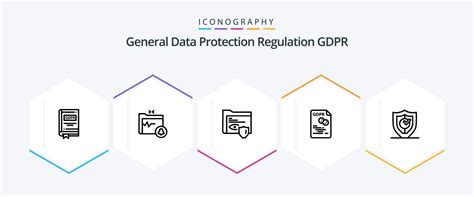 Gdpr 25 Line Icon Pack Including Data Surveillance Folder Security Gdpr 19218369 Vector