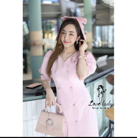 เดรสดอกกุหลาบ3d แต่งซับในอย่างดี เรียบหรูมาก Loveladyyy ชุดไทย ชุด