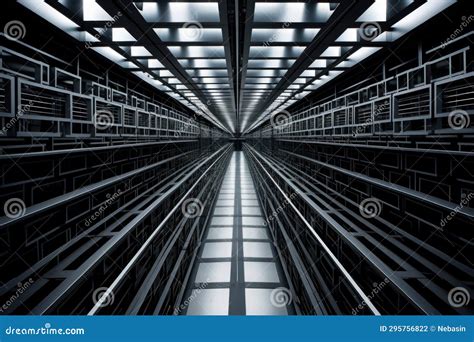 High Tech Server Room With Advanced Computing Equipment And Powerful Servers Stock Photo Image