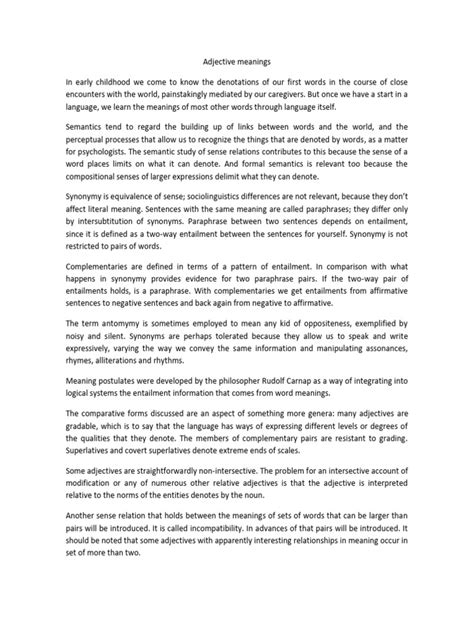 Semantics And Pragmatics Griffiths Chapter 2 Summary Pdf Semantics