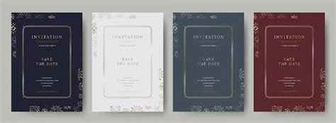 빈티지 럭셔리 초대 카드 세트 프리미엄 벡터