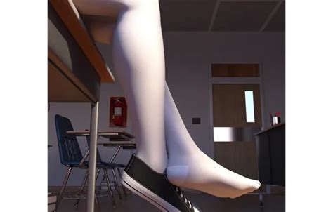 Скачать обои Socks Pantyhose Tights Sneakers Classroom High School