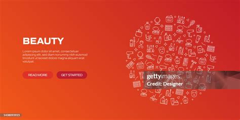 Beauty Web Banner With Linear Icons Trendy Linear Style Vector High Res