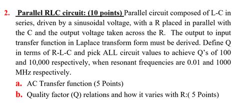 Solved Parallel RLC Circuit Points Parallel Circuit Chegg