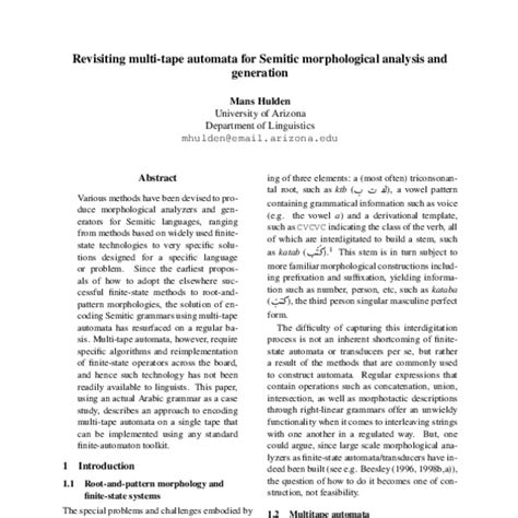 Revisiting Multi Tape Automata For Semitic Morphological Analysis And