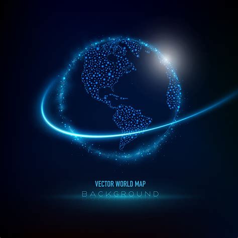 科技抽象粒子行星轨迹环绕地球沟通网络地球