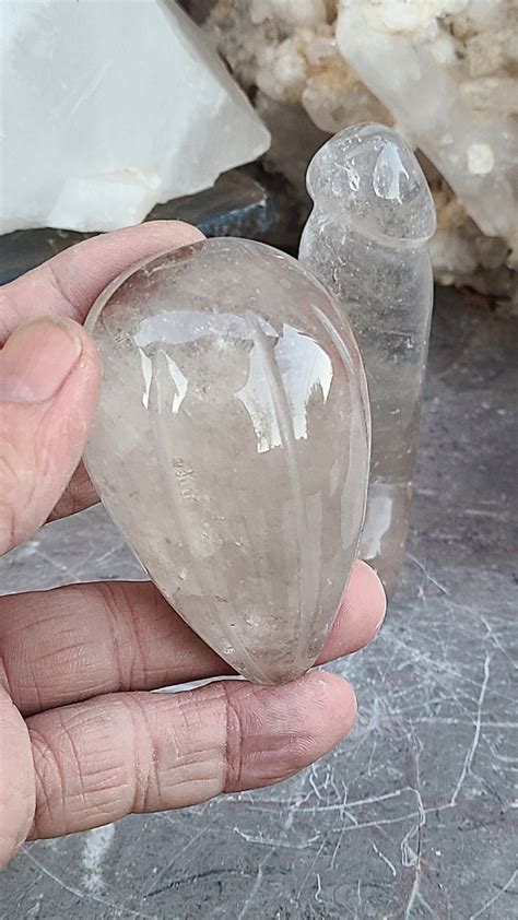 Sacred Sexuality Set Light Smokey Quartz Carved Crystal Crystal Phallus Crystal Yoni Male