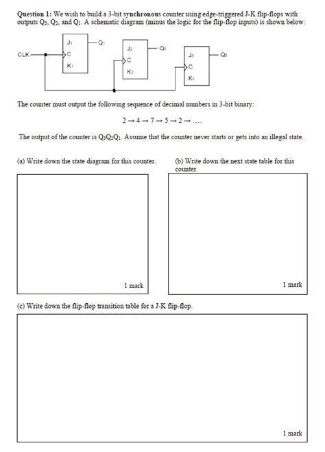 Question 1 We Wish Build A 3 Bit Synchronous Counter Usingedge