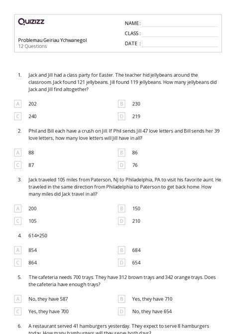 50 Addition Word Problems Worksheets For 2nd Class On Quizizz Free