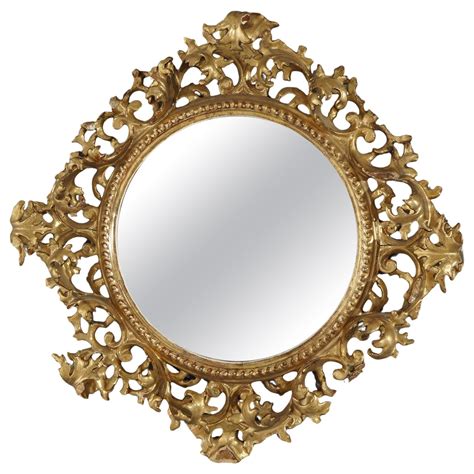 Antique Italian Reticulated Rococo Giltwood Wall Mirror 19thc For Sale