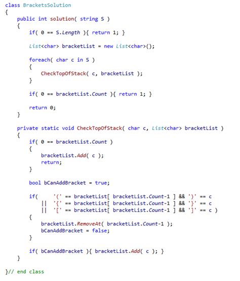 Codility Solution Brackets James Kitchen Games