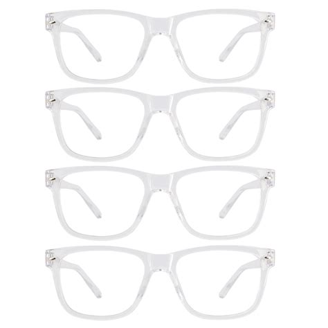 Wemootants Clear Reading Glasses 25 For Women Men 4 Pairs Large Square