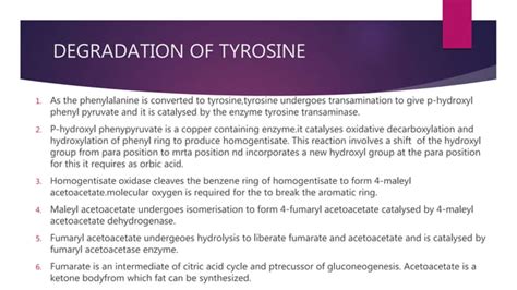 Tyrosine Metabolism And Its Disorders 4 Pptx