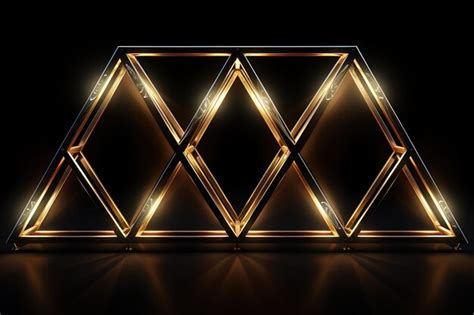 Golden Triangular Framework Illuminated By Warm Light On A Clear Png Or