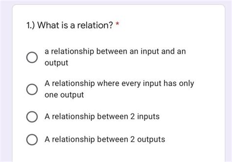 Solved What Is A Relation A Relationship Between An Chegg Com