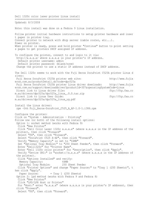 Dell 1320c Printer Linux Install Pdf Printer Computing Linux