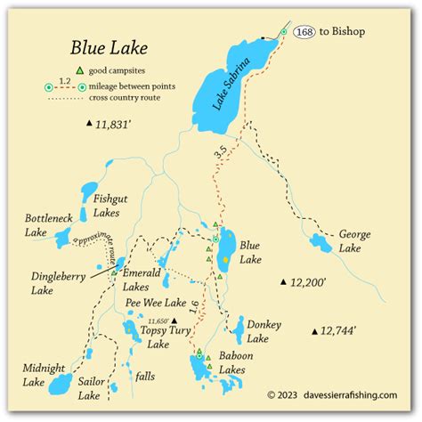 Blue Lake Map Daves Sierra Fishing