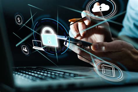 Cyber Security And Futuristic Technology Concept Businessman Using