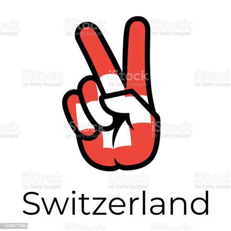 평화 표지판의 형태로 스위스 플래그 제스처 V 승리 기호 애국 기호 애플 리 케이 션에 대 한 아이콘 웹사이트 티셔츠 기념품 등