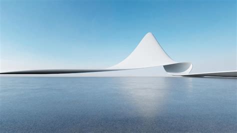 빈 콘크리트 바닥을 가진 추상적인 미래주의 건축의 3d 렌더링 자동차 프레젠테이션 장면 프리미엄 사진