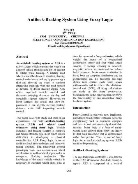 Antilock Braking System Using Fuzzy Logic Pdf Anti Lock Braking System Manufactured Goods