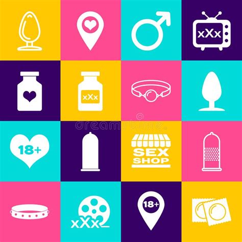 Set Condoms In Package Safe Sex Anal Plug Male Gender Symbol Bottle With Pills For Potency