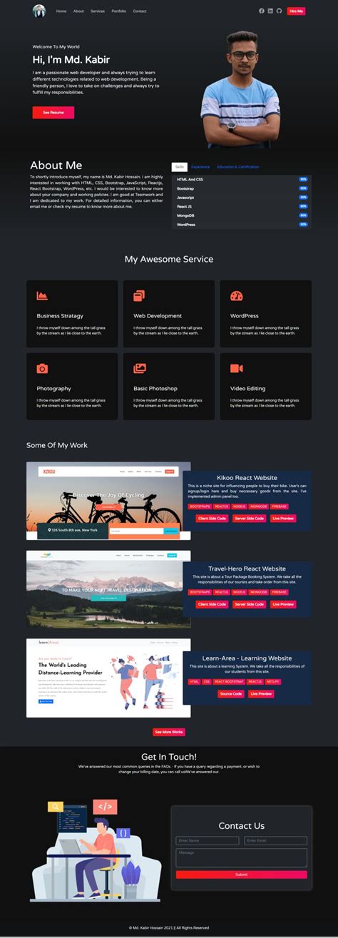 Mdkabir H On Linkedin Reactjs Portfoliowebsite Bootstrap5