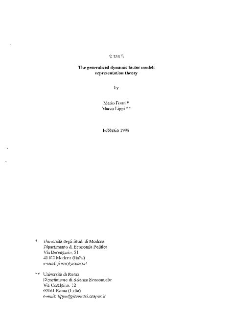 Pdf The Generalized Dynamic Factor Model Representation Theory