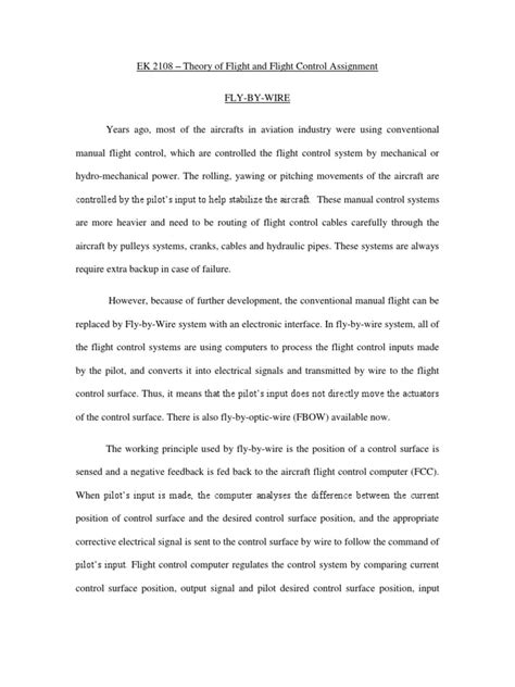 theory assignment pdf aircraft flight control system systems science