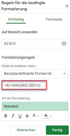 Wie man den Höchsten Wert in Excel Google Sheets Hervorhebt