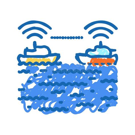 Ship Collision Avoidance Systems Icon Doodle Illustration Stock Vector