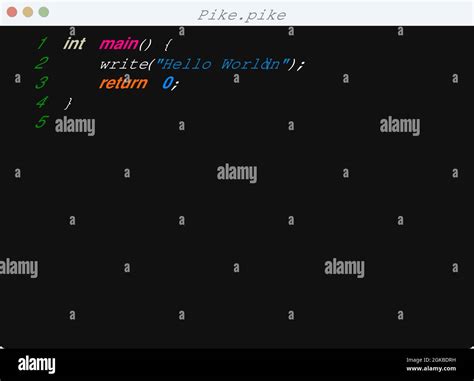 Pike Language Hello World Program Sample In Editor Window Illustration