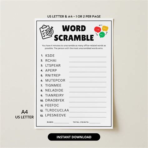 Team Building Word Scramble Game Team Building Office Party Game