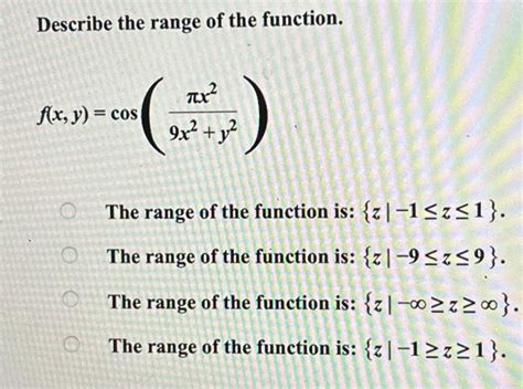 Solved Describe The Range Of The Function Chegg Com