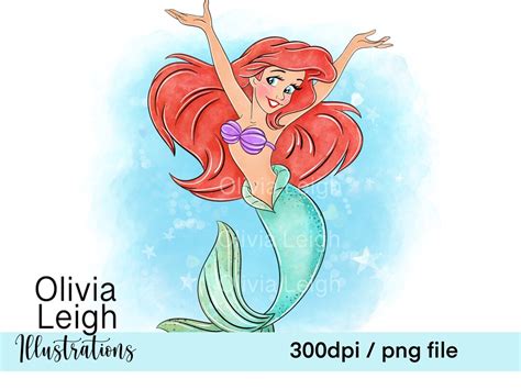 Princess Ariel And Flounder Cute Clipart Png Files Digital Download