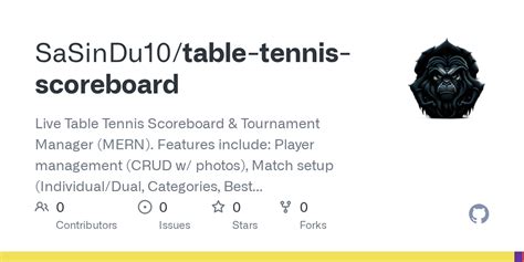 Github Sasindu Table Tennis Scoreboard Live Table Tennis Scoreboard Tournament Manager