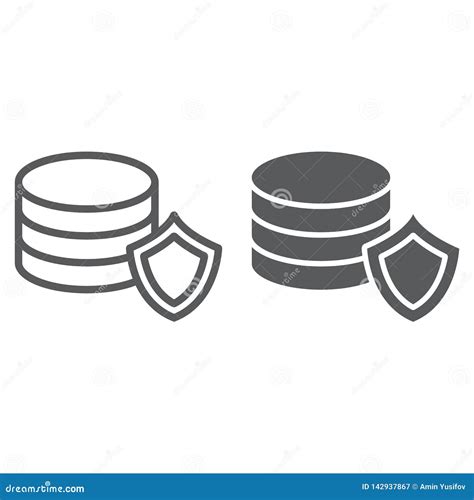 Data Protection Line And Glyph Icon Privacy And Security Server Protection Sign Vector